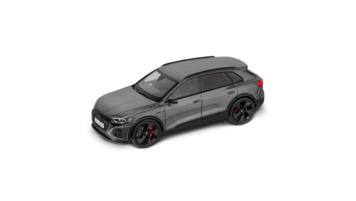 Original Audi Q8 e-tron, kronosgrå, 1:43 modelbil